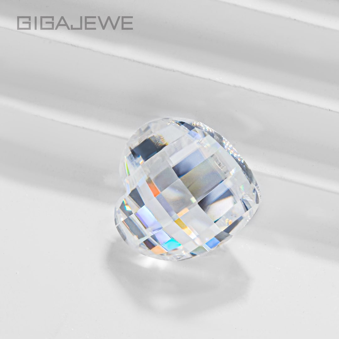Heart Pixel Cut Moissanite Gemstone: White D Color, 3.5ct Loose Stone ...