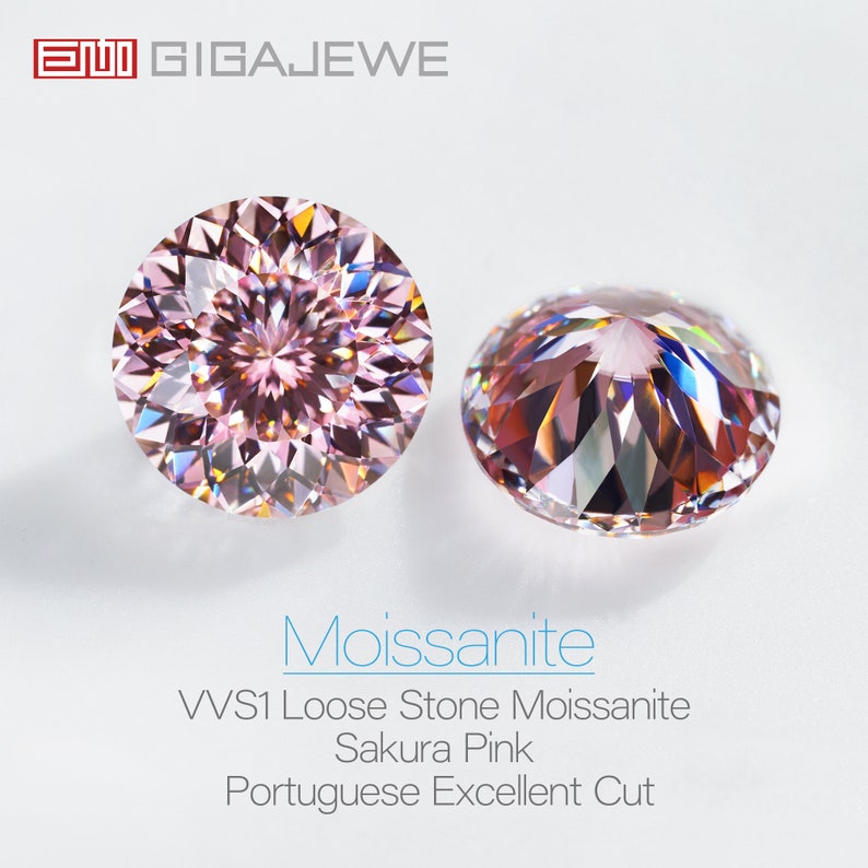Sakura Pink Moissanite Stone, Portuguese Cut Loose Gemstone - Etsy