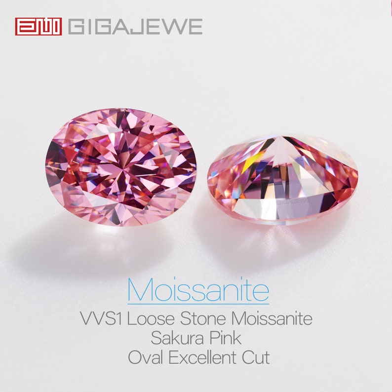 GIGAJEWE Sakura Pink Oval Cut Moissanite Loose Gemstone, VVS1 - Etsy