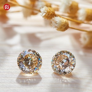 GIGAJEWE Champagne Color Portuguese Cut Moissanite Stone Loose Gemstone ...