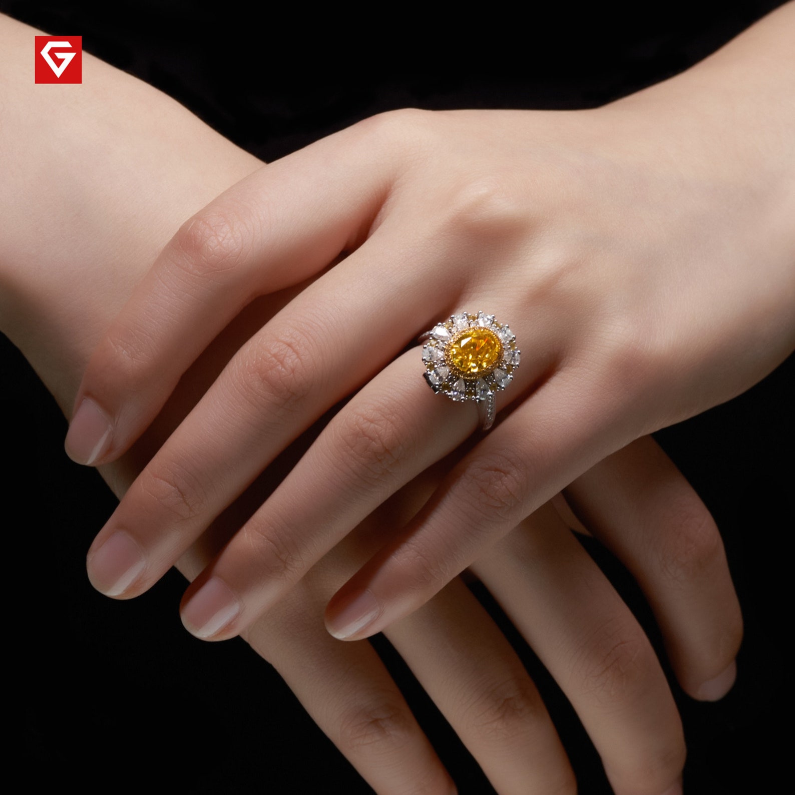 GIGAJEWE Vivid Yellow Moissanite Ring, White Gold Engagement Ring - Etsy