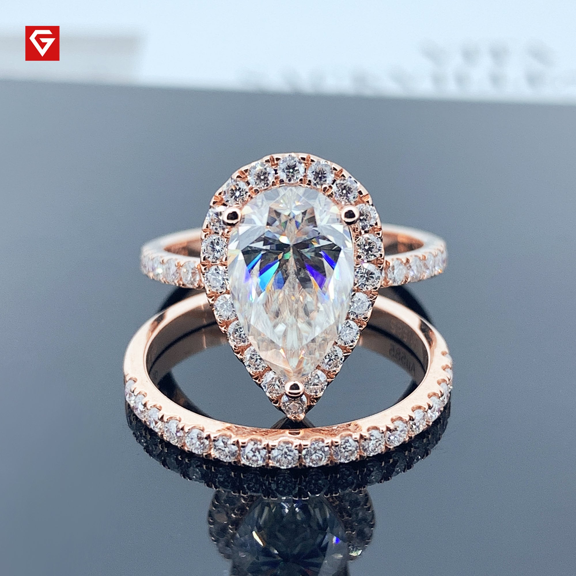 9K/14K/18K Rose Gold Wedding Ring Set Moissanite Rose Gold | Etsy