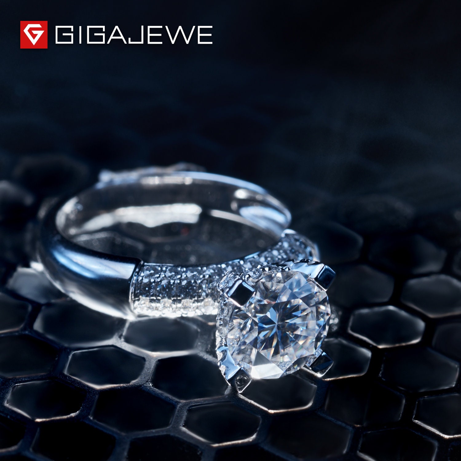 GIGAJEWE 2.0ct D Color Moissanite Engagement Ring, 9K/14K/18K Gold With ...