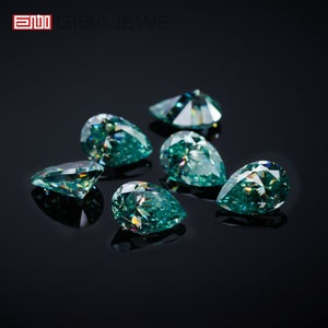 GIGAJEWE Cyan Blue Color Moissanite Pear Cut Loose Gemstone Jewelry ...