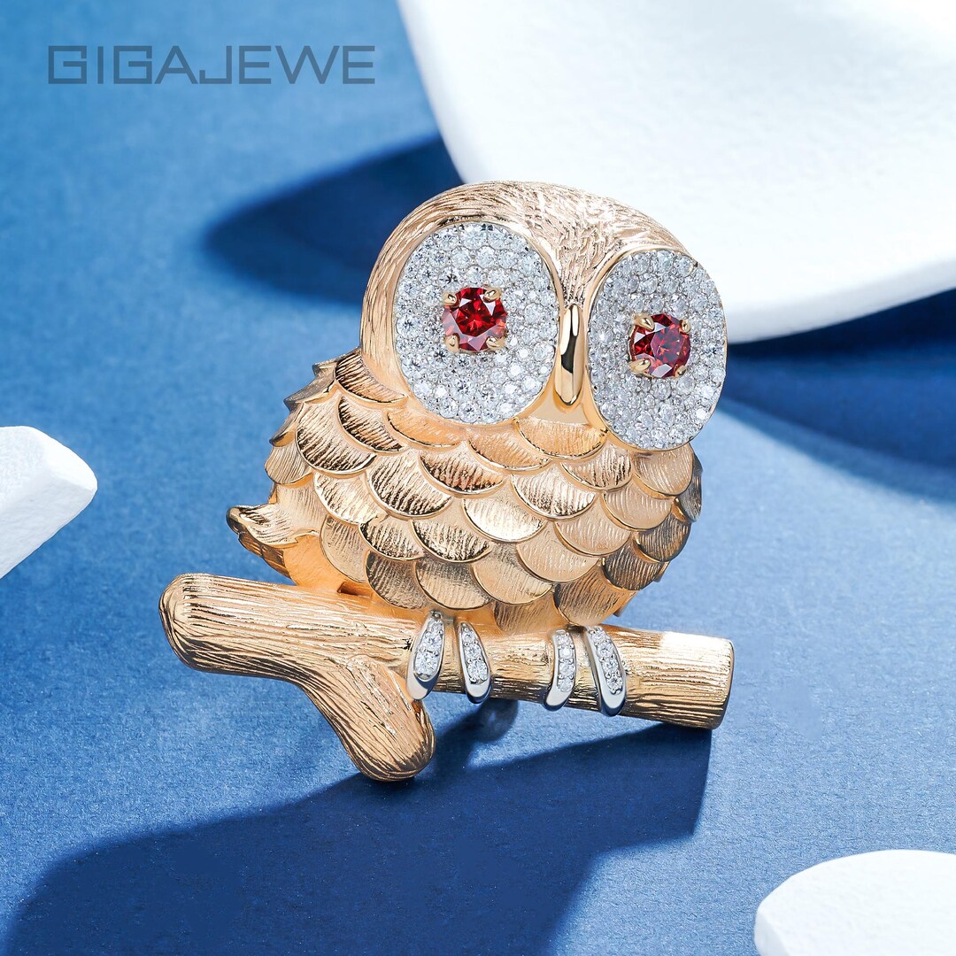 GIGAJEWE Total 1.54ct White and Red Color Moissanite Brooches 925 ...