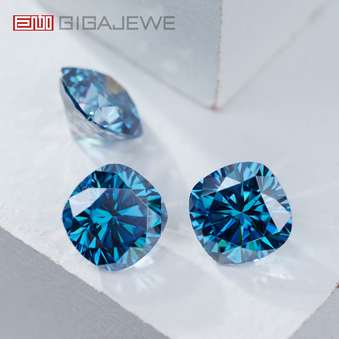 Nova Blue Cushion Cut Moissanite, VVS1 Loose Gemstone - Etsy