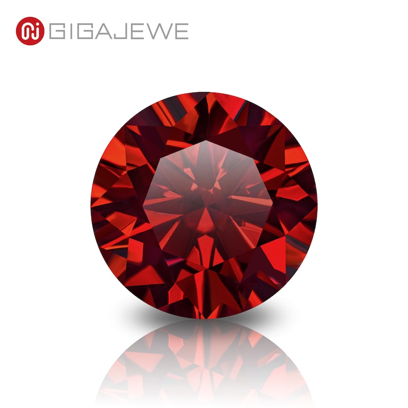 GIGAJEWE Red Color Round Cut VVS1 Moissanite Stone Loose - Etsy