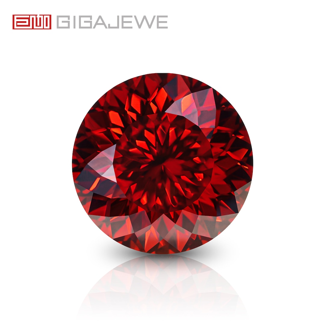 GIGAJEWE 6.5mm 1.0ct Red Color Portuguese Cut Moissanite Stone Loose ...