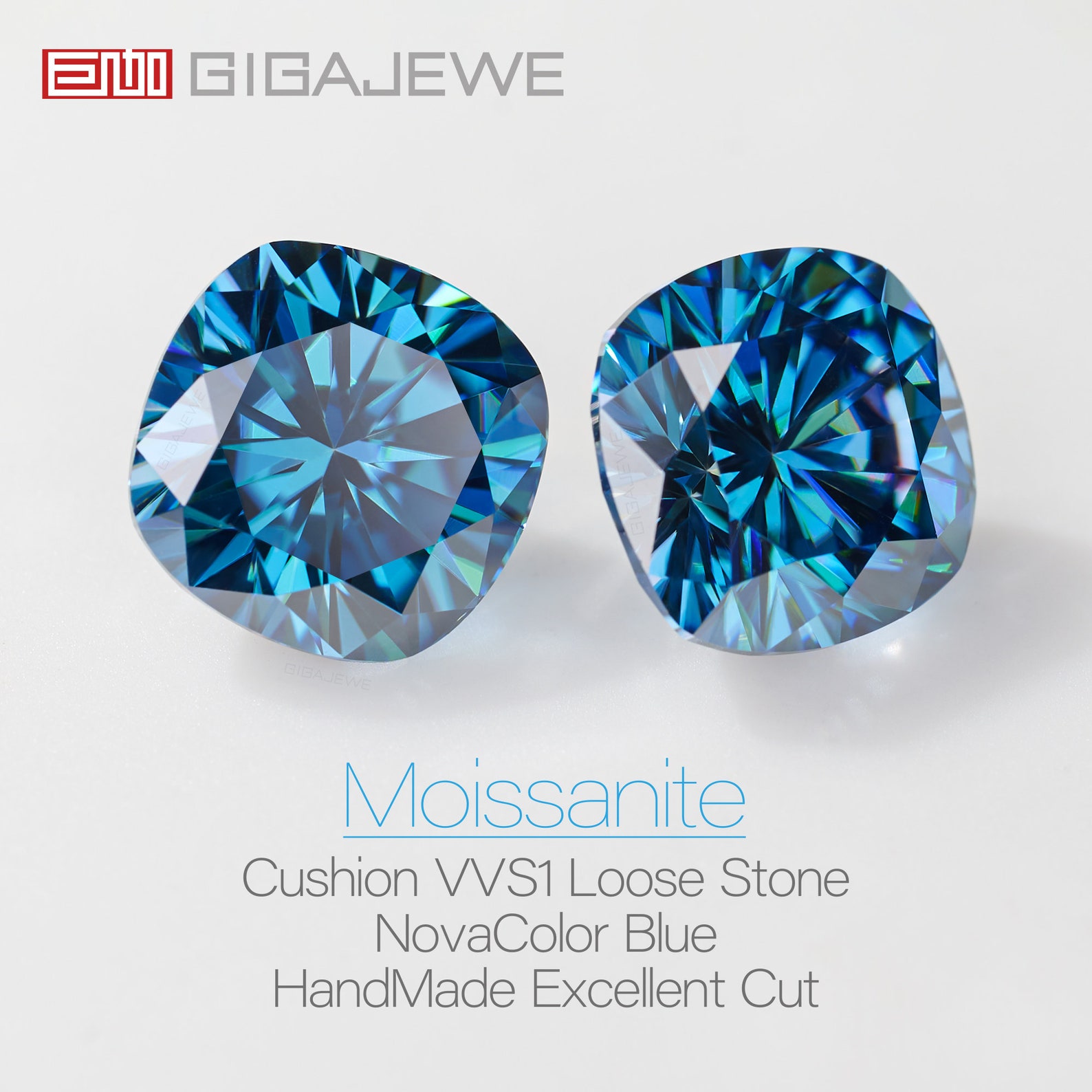 Nova Blue Cushion Cut Moissanite, VVS1 Loose Gemstone - Etsy