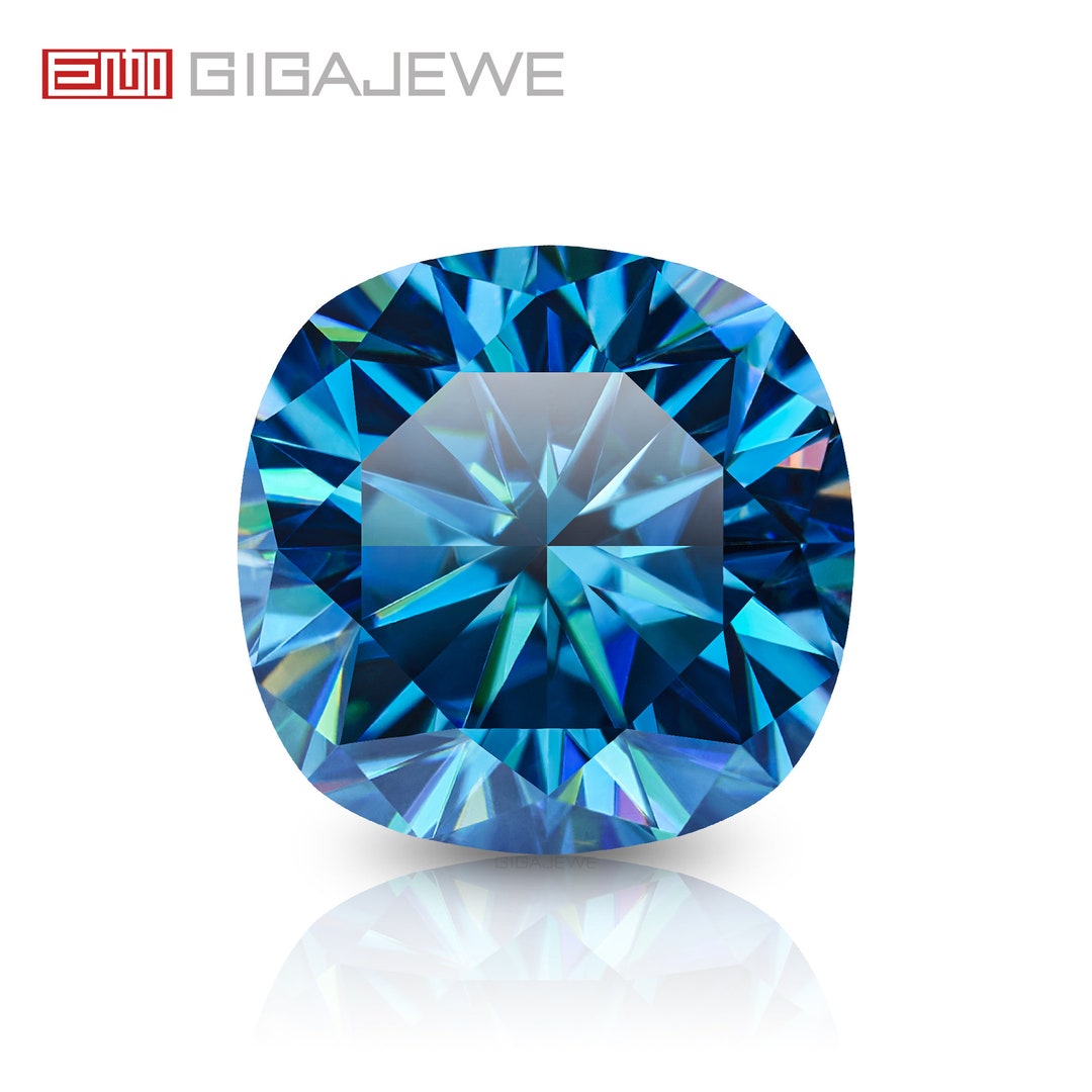 GIGAJEWE Nova Blue Color Cushion Cut Moissanite Loose VVS1 Synthetic ...