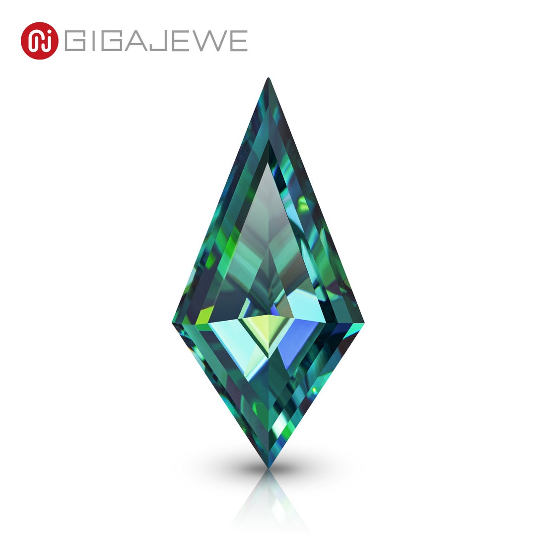 GIGAJEWE Green Moissanite Manual Cut Kite Shape Gemstone Loose - Etsy