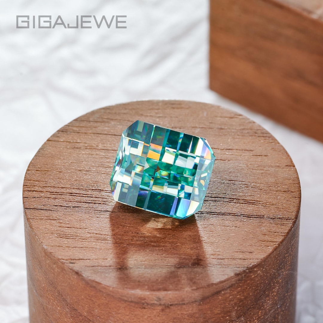 Blue Green Pixel Cut Moissanite Loose Stone - Jewelry Making - Etsy