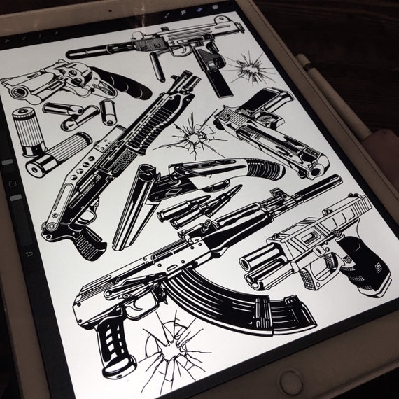 Shotgun Tattoo Flash