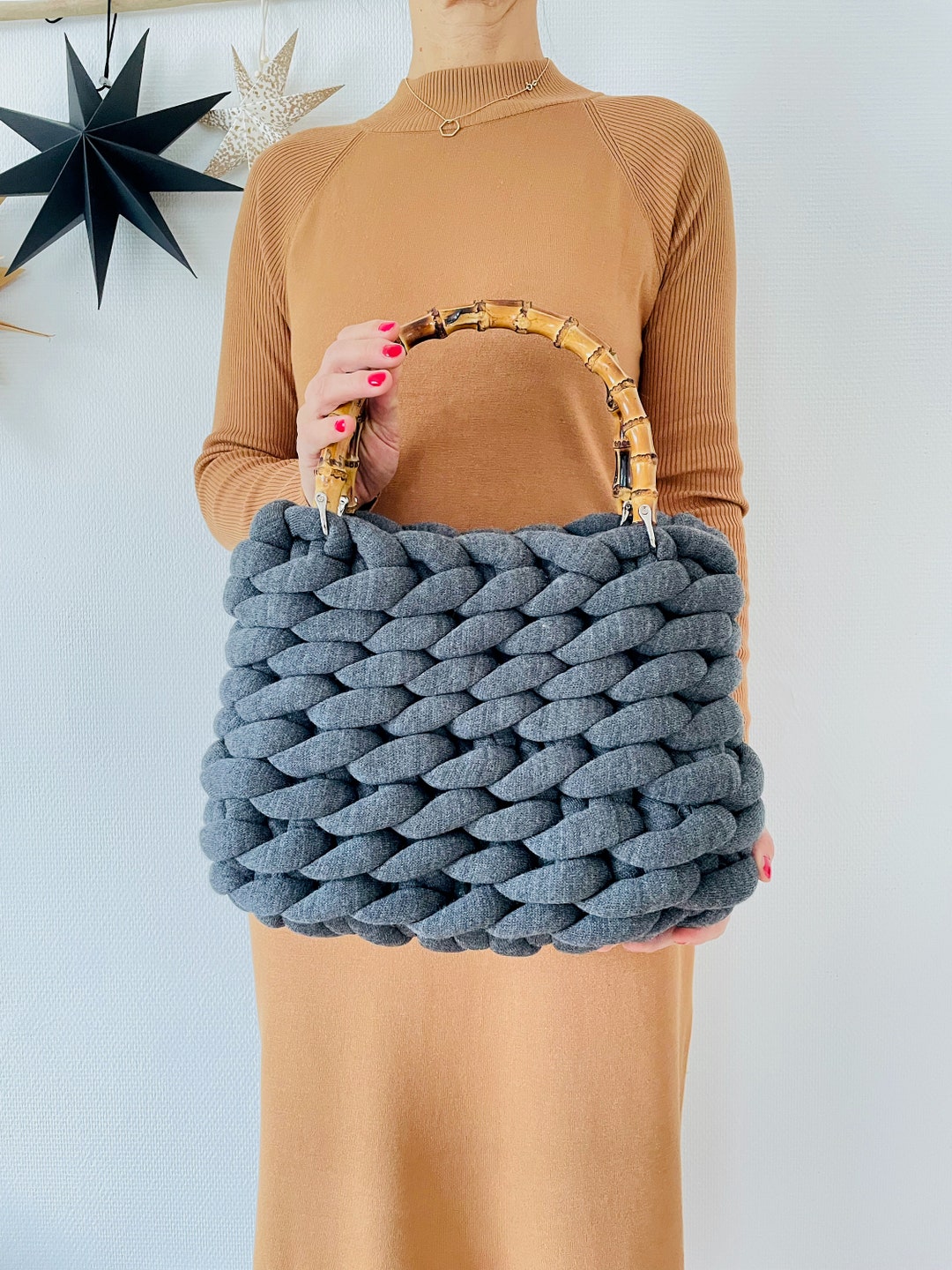 Crochet Pattern Chunky Knitted Bag / Crochet Pattern Chunky Knitted Bag ...