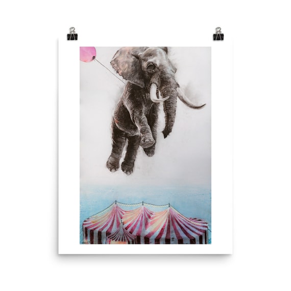Floating Elephant Poster | Etsy