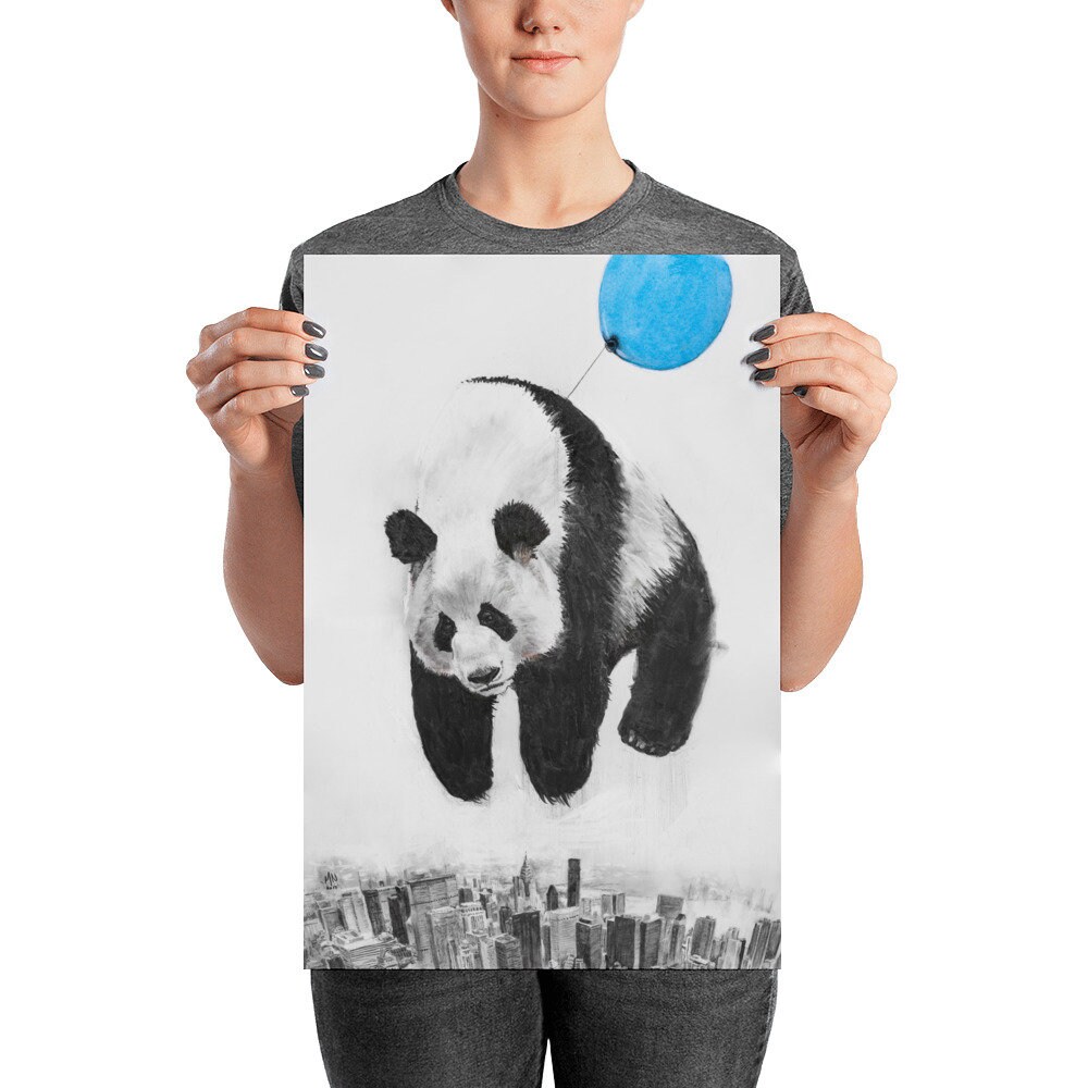 Floating Panda Poster - Etsy