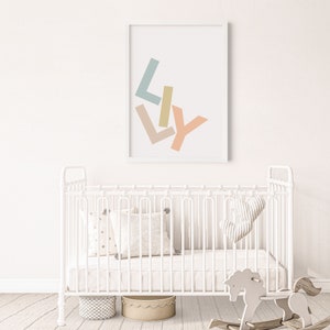 Personalised Name Print - Stacked Letters in Muted Colours, Baby ...