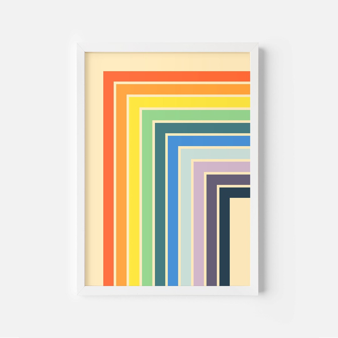 Rainbow Stripes Print in Bright Colours, Multicoloured & Geometric ...