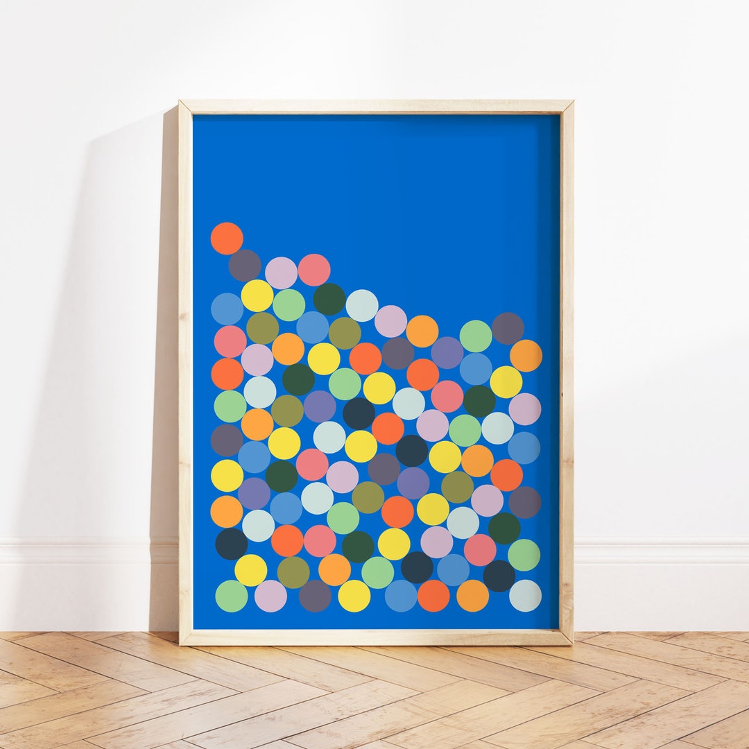 Bright & Colourful Dots Art Print, Spotty Multicoloured Gift for ...