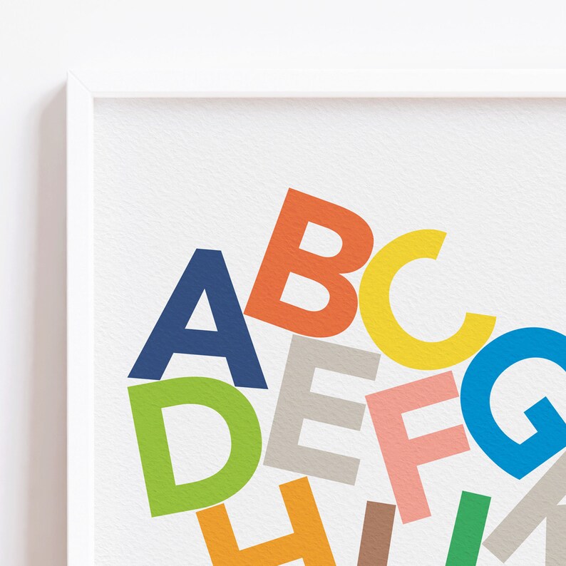 Alphabet Kids Print, Colourful ABC Letters Contemporary Baby Nursery ...