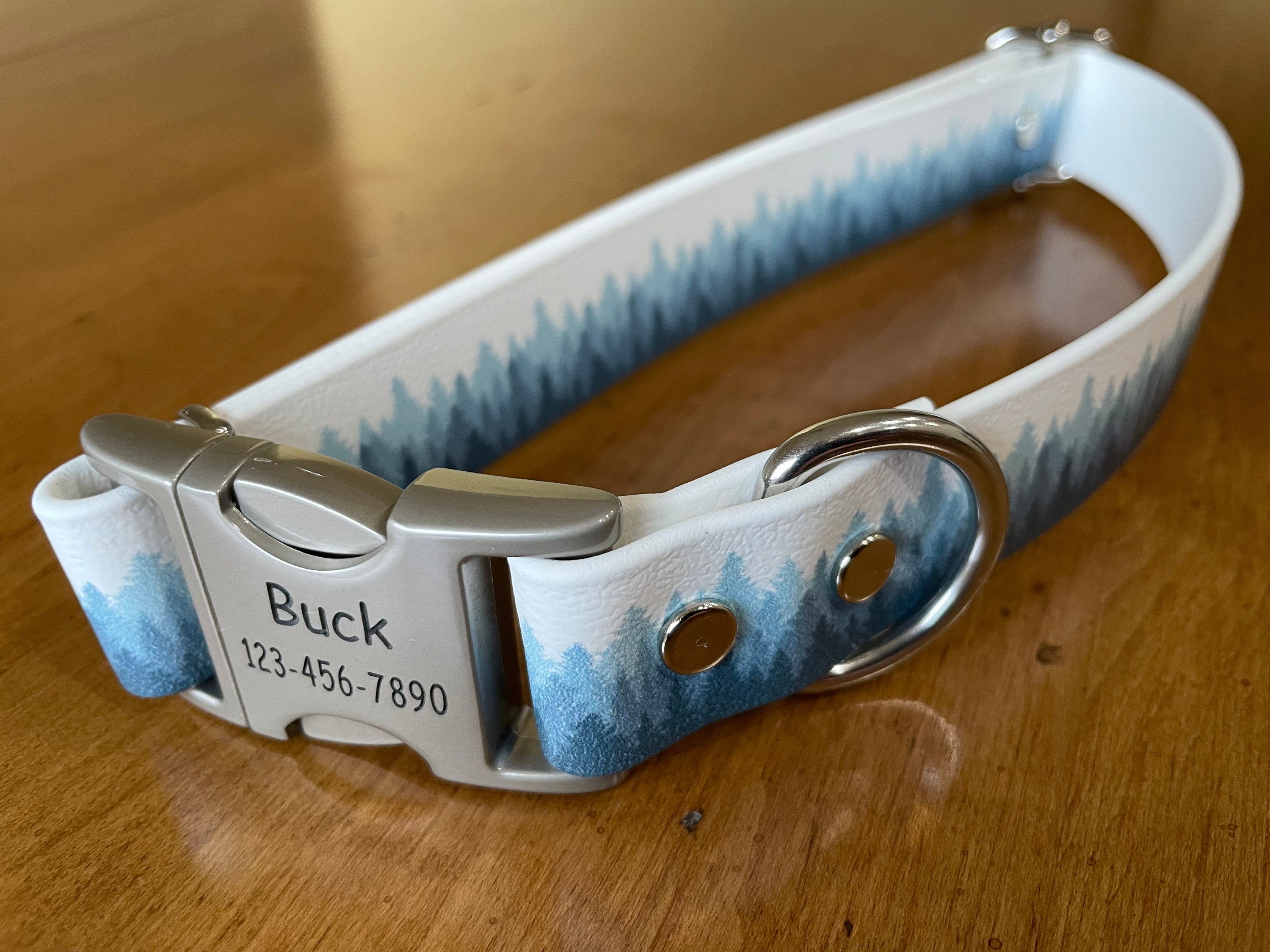 Patterned Biothane Dog Collar With Engraved Silver Buckle - Etsy