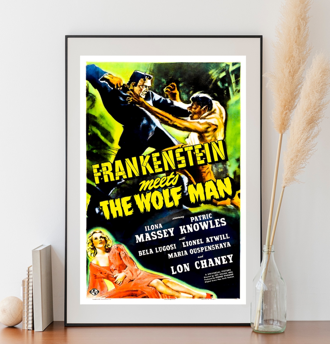 Frankenstein Meets the Wolfman 1943 Reproduction Movie Poster, Canvas ...