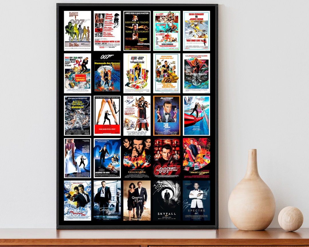 James Bond Collection, 25 Movie Posters, Reproduction Movie Poster ...