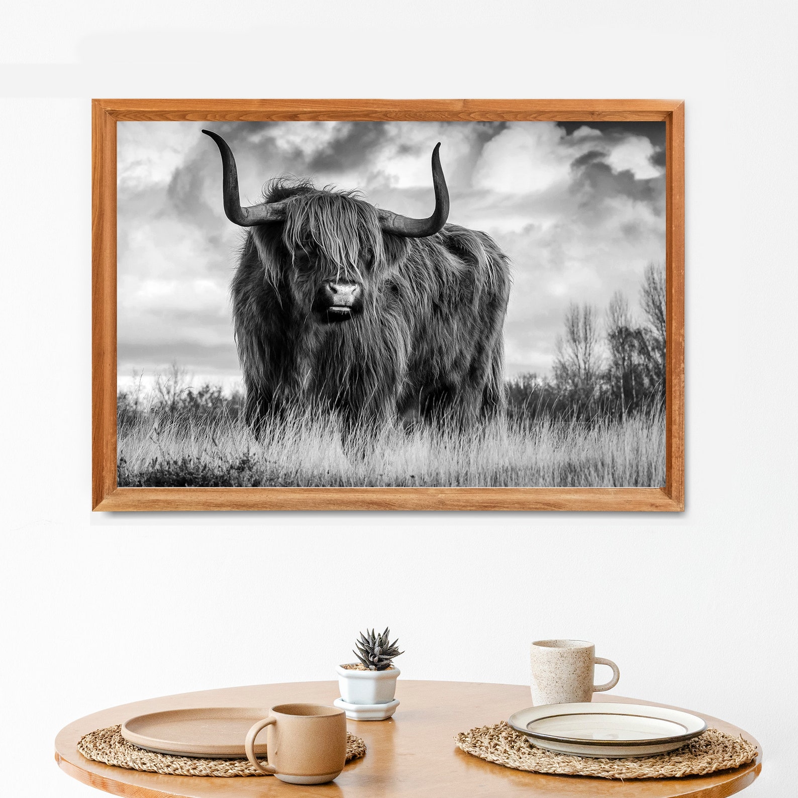 Highland Bull B/W Print, Bull B/W Poster, Highland Bull Black Andwhite ...