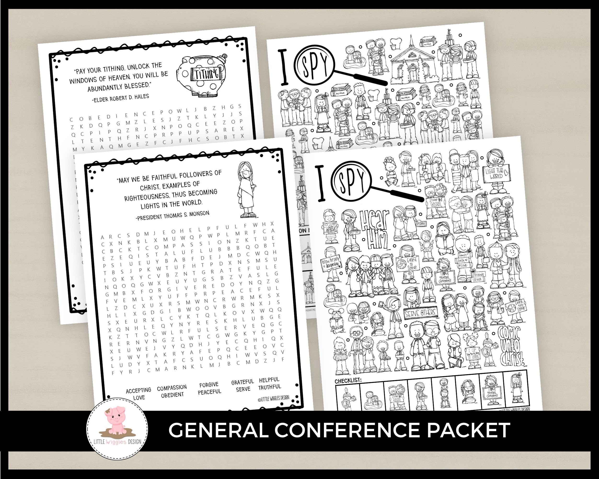 Primary General Conference Activity Packet by Little Wiggles Design - Etsy