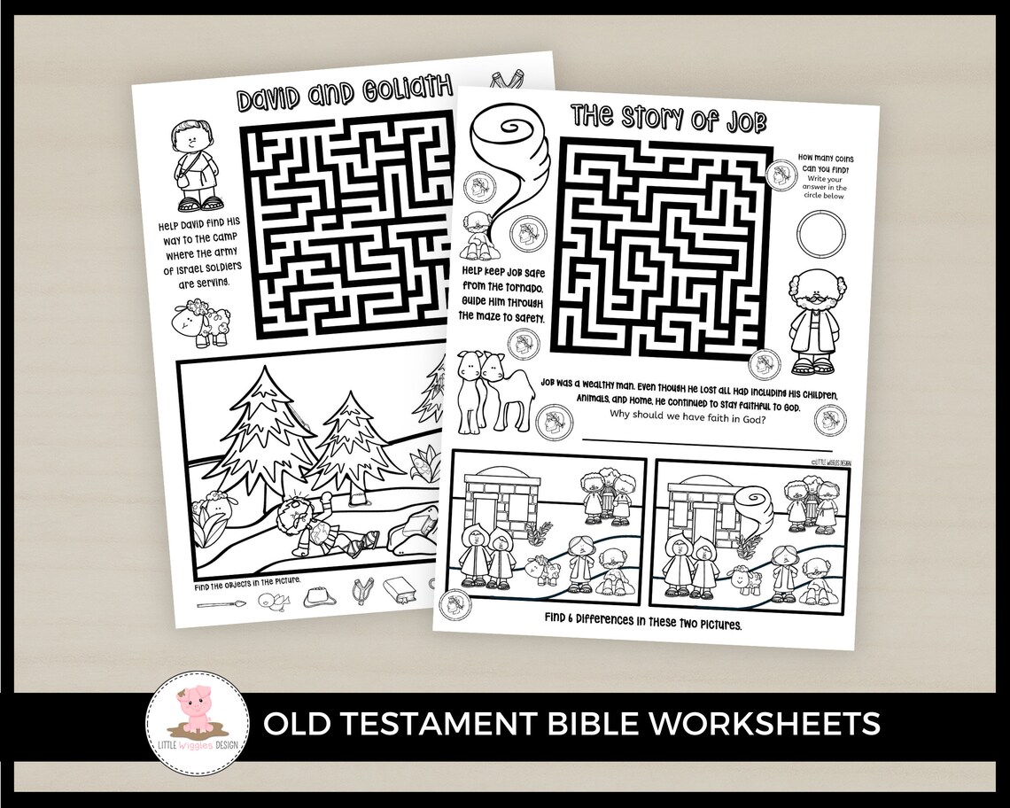 Sunday School Bible Story Worksheets for Kids by Little Wiggles Design ...