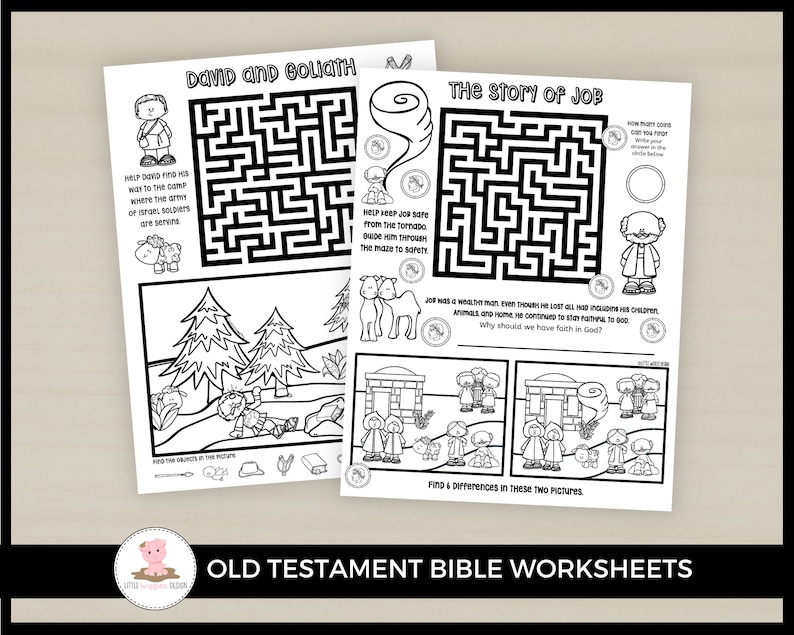 Sunday School Bible Story Worksheets for Kids by Little Wiggles Design ...