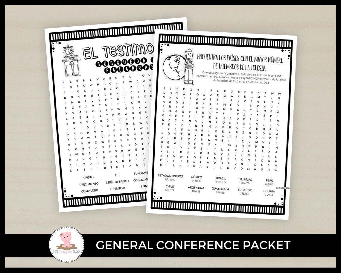Kids General Conference Activity Packet Spanish Version by Little ...