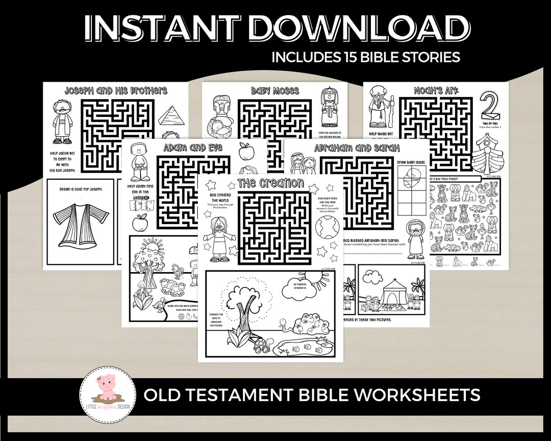 Sunday School Bible Story Worksheets for Kids by Little Wiggles Design ...