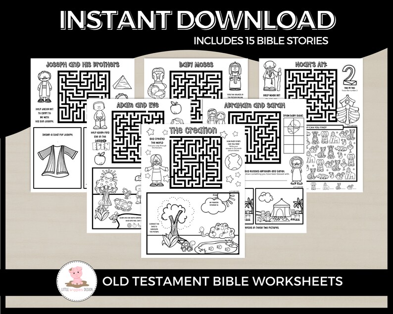 Sunday School Bible Story Worksheets for Kids by Little Wiggles Design ...