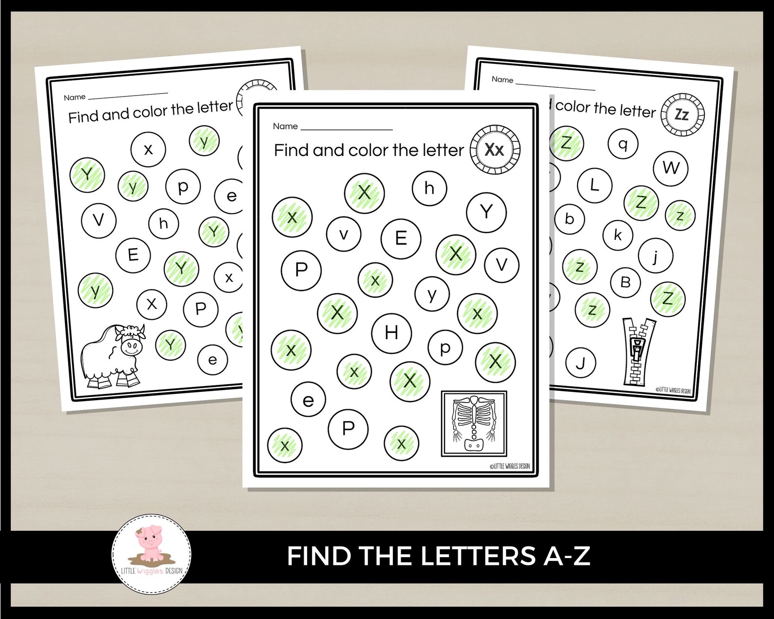 Find the Alphabet Letters Worksheets by Little Wiggles Design - Etsy