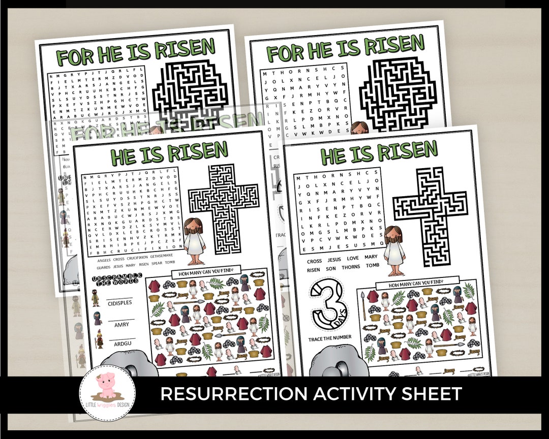 Bible Resurrection Easter Activity Page by Little Wiggles Design - Etsy