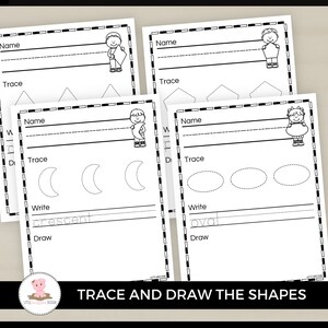 Trace and Draw Shapes Worksheet by Little Wiggles Design - Etsy