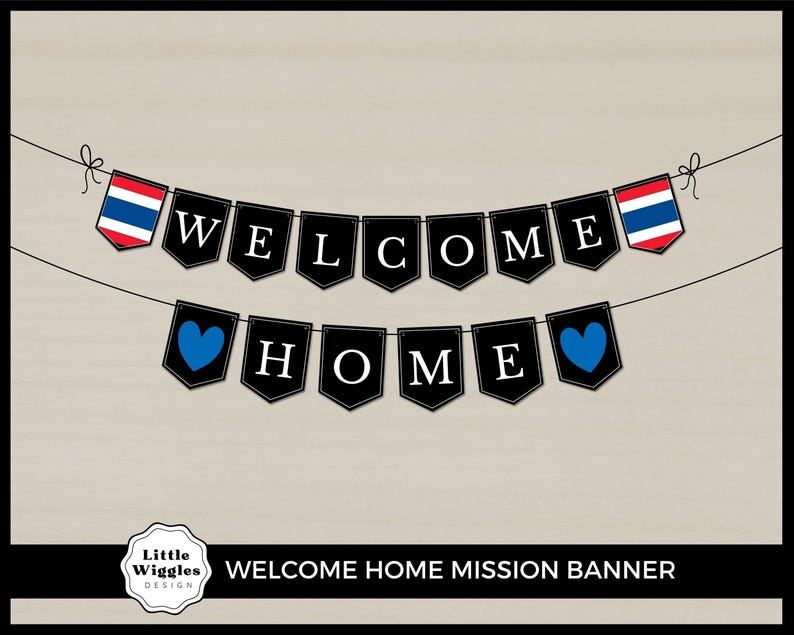 Custom Missionary Welcome Home Banner Flag Pennants by Little Wiggles ...