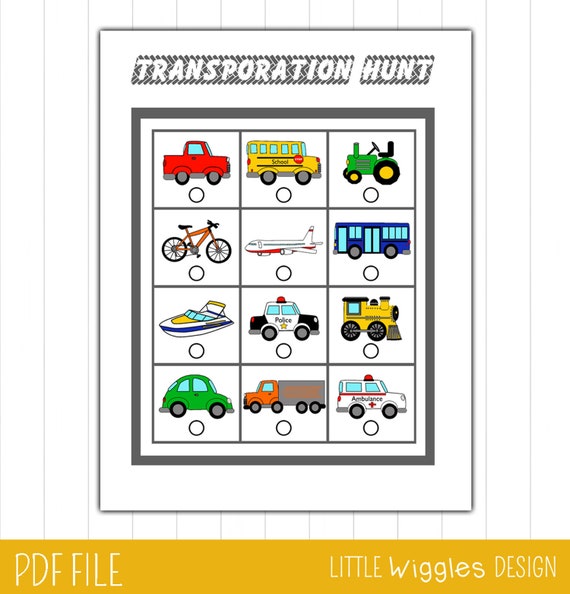 Kid travel game transportation scavenger hunt | Etsy