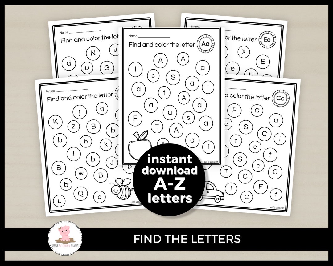 Find the Alphabet Letters Worksheets by Little Wiggles Design - Etsy