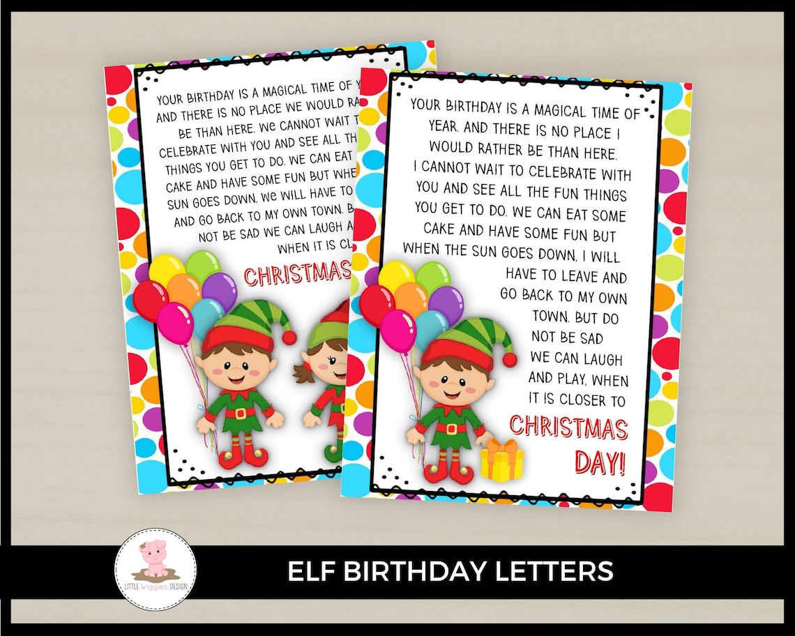Elf Happy Birthday Letter by Little Wiggles Design - Etsy