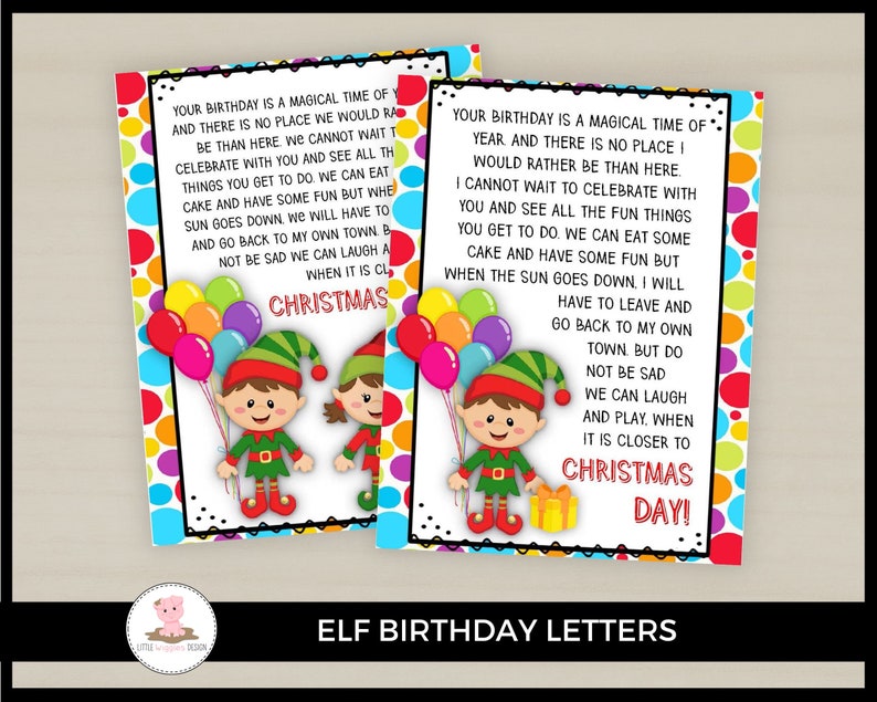 Elf Happy Birthday Letter by Little Wiggles Design - Etsy Australia