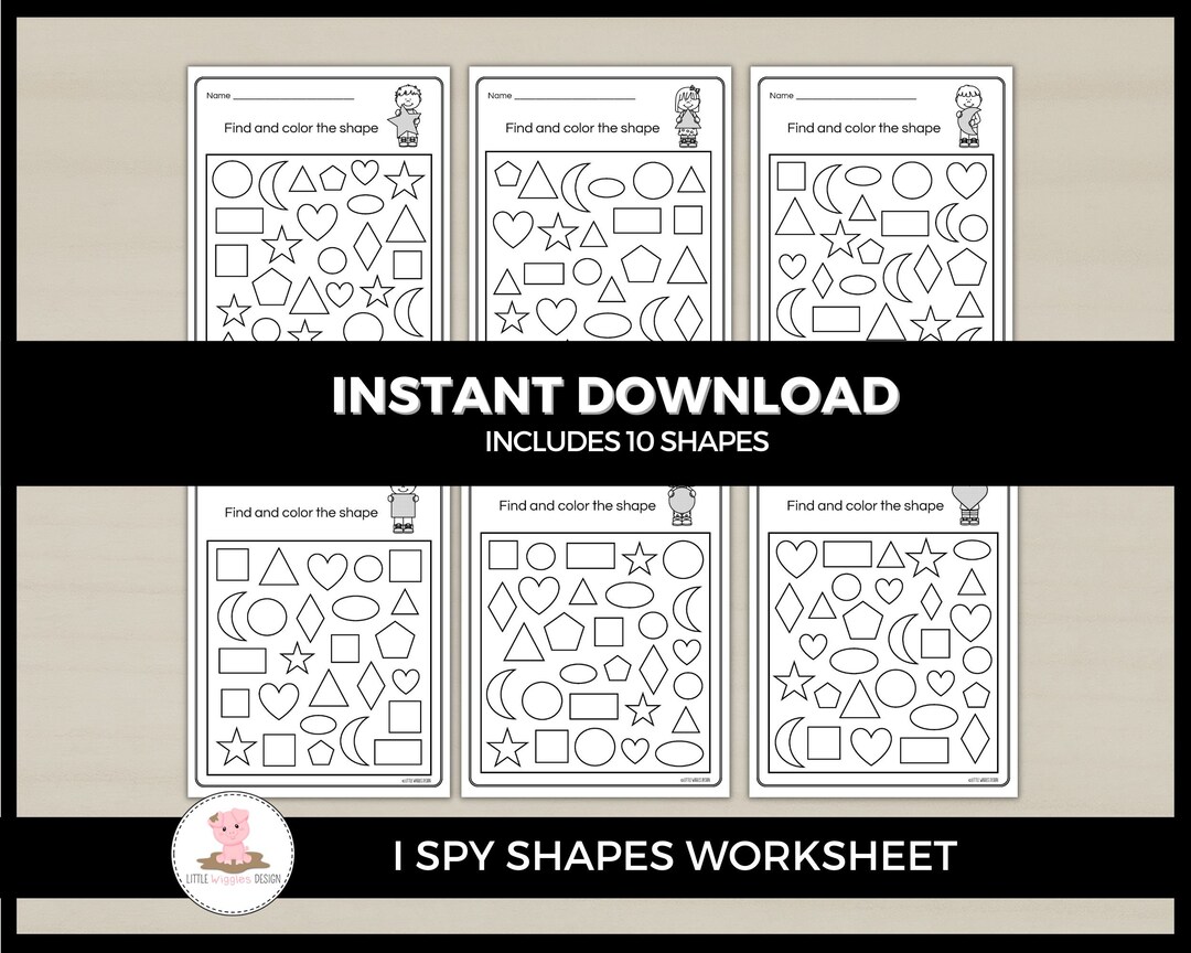 Shape Recognition I Spy Worksheets by Little Wiggles Design - Etsy