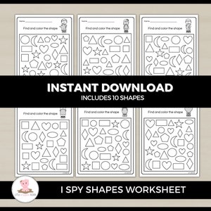 Shape Recognition I Spy Worksheets by Little Wiggles Design - Etsy
