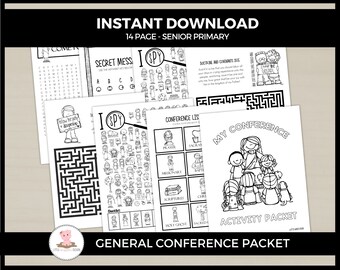 GENERAL CONFERENCE Youth & Adult Activity Packet Instant - Etsy