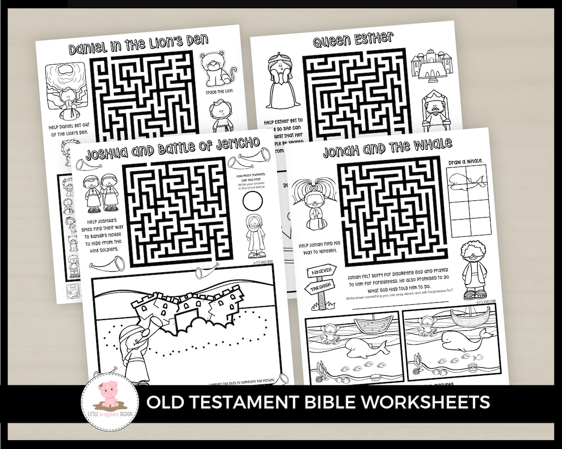 Sunday School Bible Story Worksheets for Kids by Little Wiggles Design ...