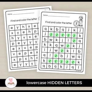 Printable Lowercase Alphabet Hidden Letter Worksheets by Little Wiggles ...