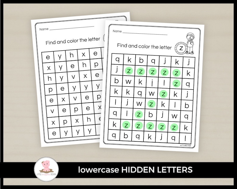 Printable Lowercase Alphabet Hidden Letter Worksheets by - Etsy