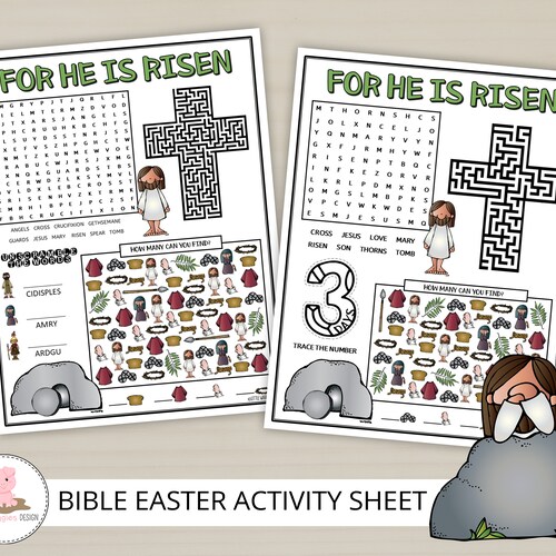 Bible Resurrection Easter Activity Page for Kids - Etsy