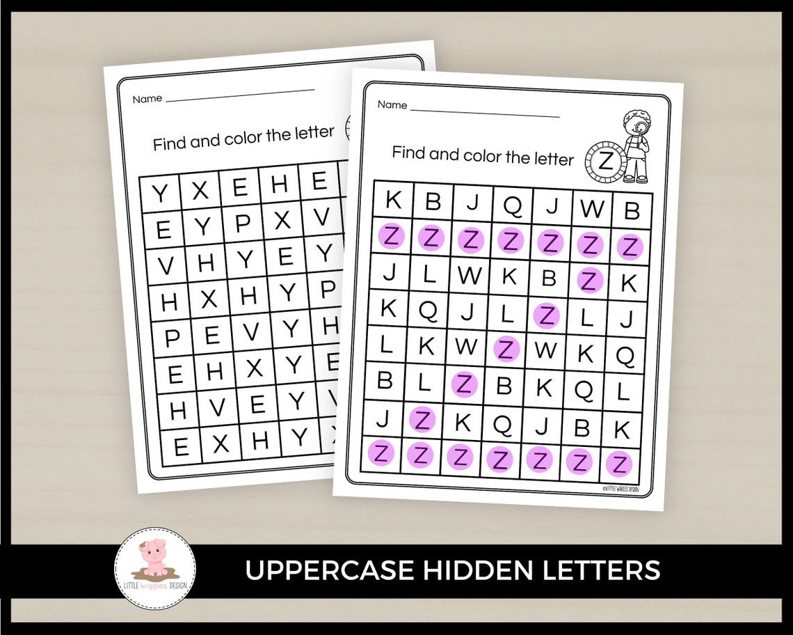Hidden Uppercase Letter Printable Worksheets by Little Wiggles Design ...
